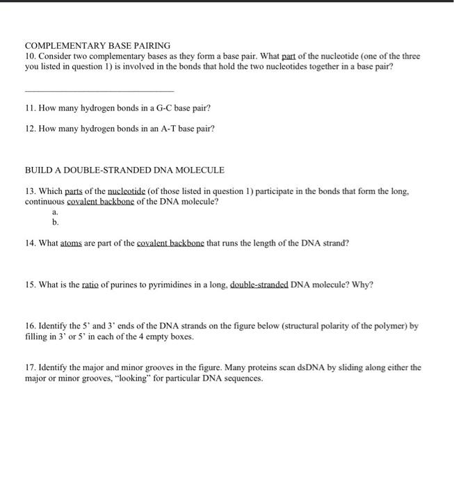 Solved COMPLEMENTARY BASE PAIRING 10. Consider two | Chegg.com