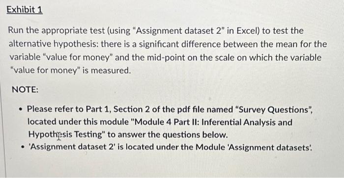 Solved Run The Appropriate Test Using Assignment Dataset 2
