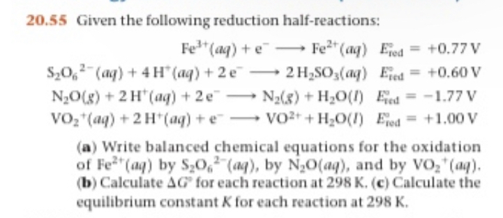Solved 20.55 ﻿Given the following reduction | Chegg.com
