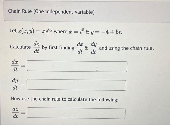 Solved Chain Rule (One independent variable) Let z(x, y) = | Chegg.com