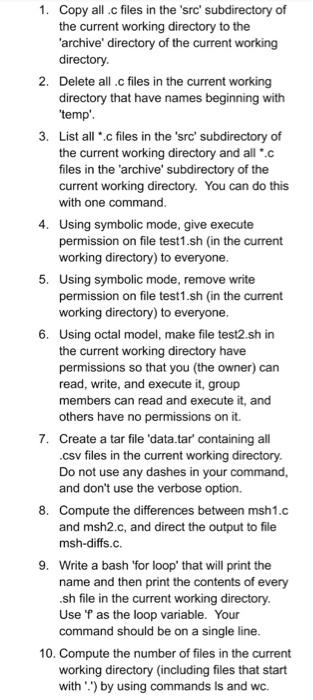 Solved 1. Copy all.c files in the 'src' subdirectory of the | Chegg.com