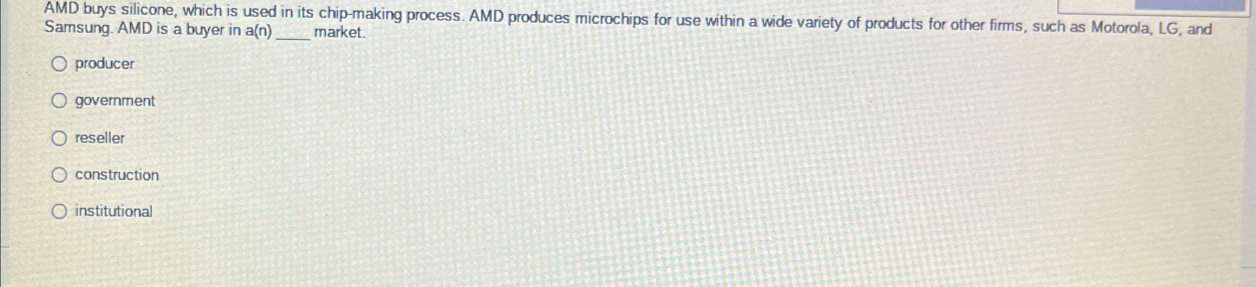 Solved AMD buys silicone, which is used in its chip-making | Chegg.com