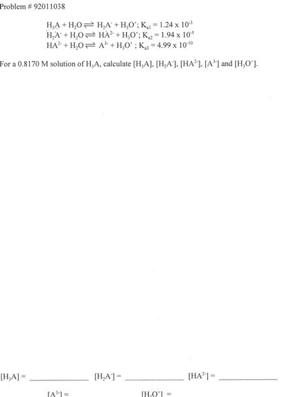 Solved H3A + H2Or = H2A + H3O; Ka1 = 1.24 * 10-3 H2A + H2O | Chegg.com