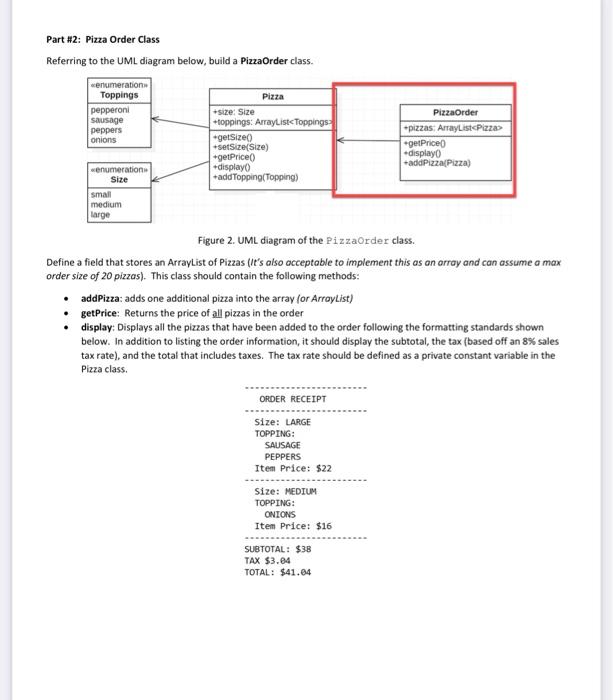 Solved Part \#1: Pizza Class Referring to the UML diagram | Chegg.com