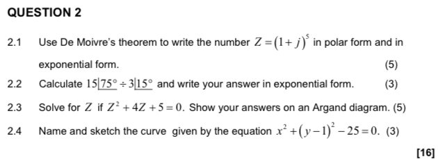 Solved QUESTION 22.1 ﻿Use De Moivre's theorem to write the | Chegg.com