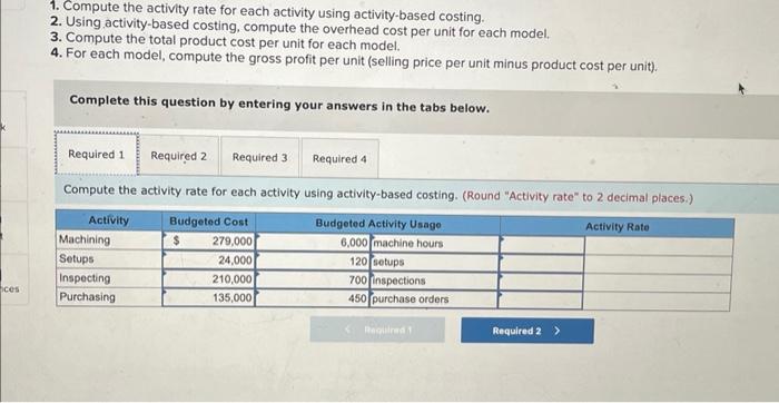 Solved Exercise 4-17 (Static) Using activity-based costing | Chegg.com