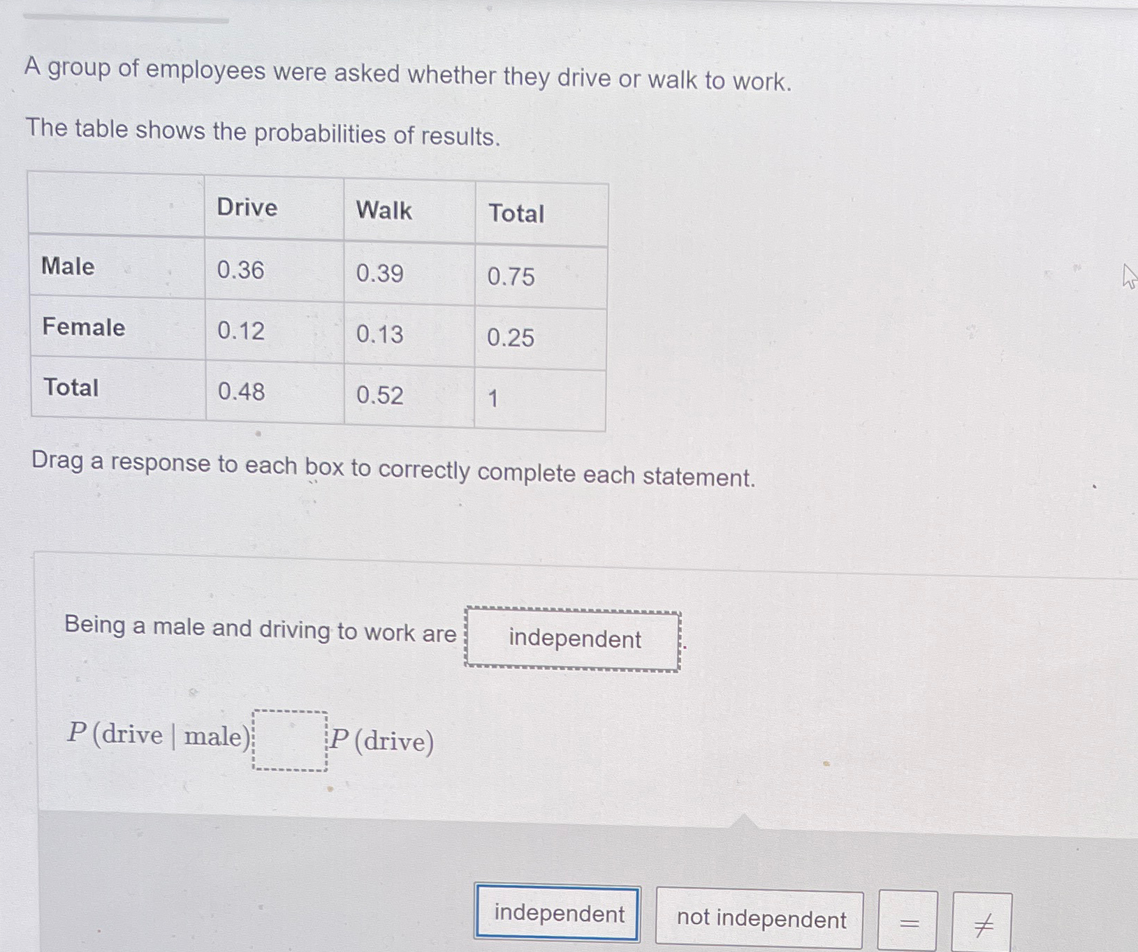Solved A group of employees were asked whether they drive or | Chegg.com