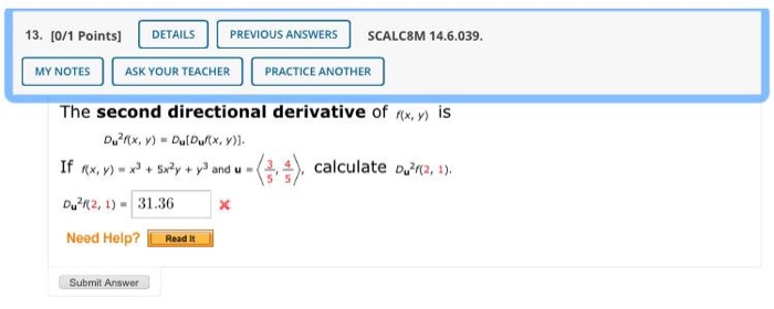 Solved 13. [0/1 Points) DETAILS PREVIOUS ANSWERS SCALC8M | Chegg.com Solved 13. [0/1 Points) DETAILS PREVIOUS ANSWERS SCALC8M | Chegg.com
