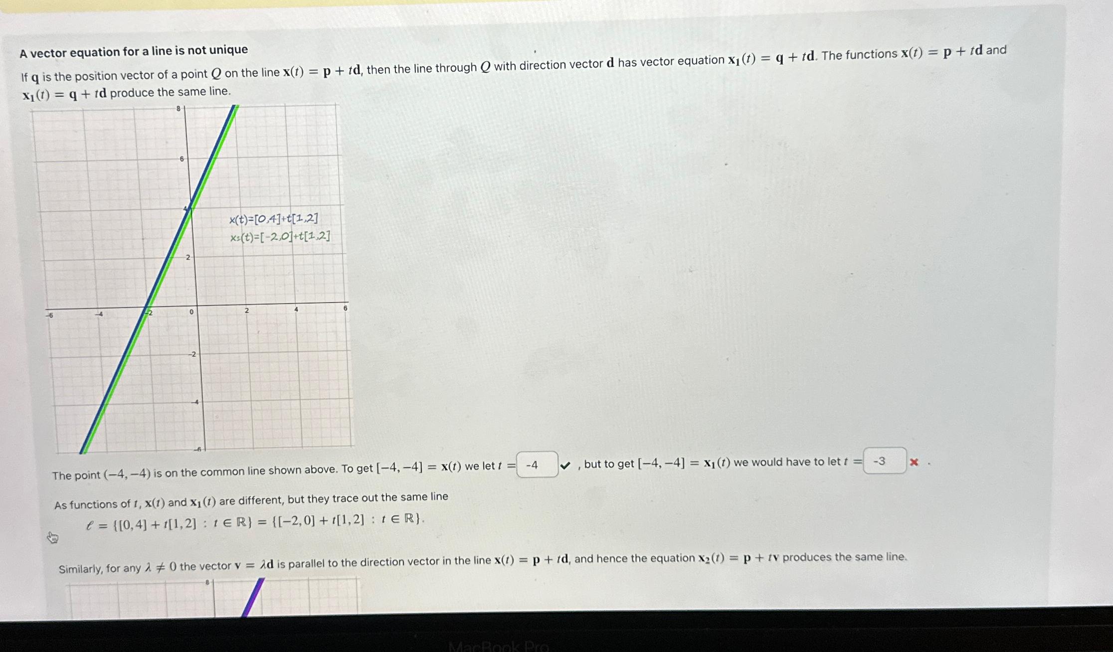 Solved A vector equation for a line is not unique | Chegg.com