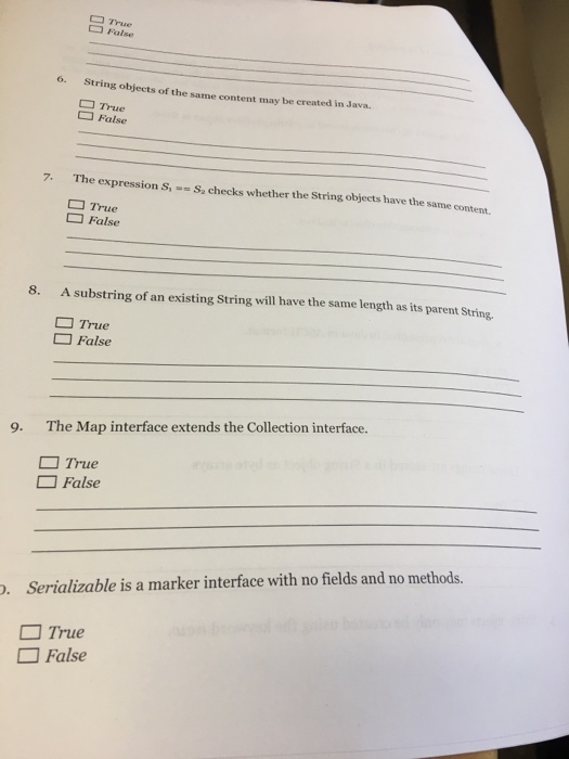 Solved True False String Objects Of The Same Content May Be 0446