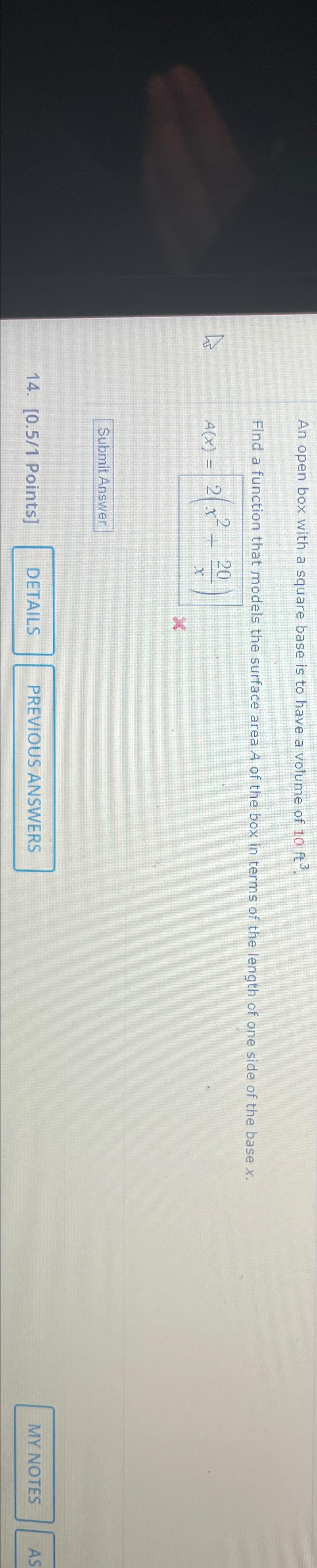 Solved An open box with a square base is to have a volume of | Chegg.com