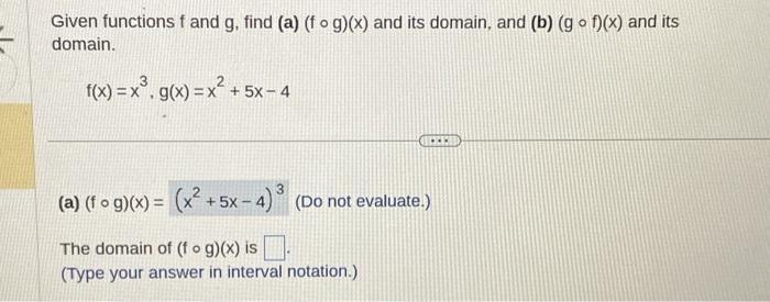 Solved Given functions f and g, find (a)(f∘g)(x) and its | Chegg.com