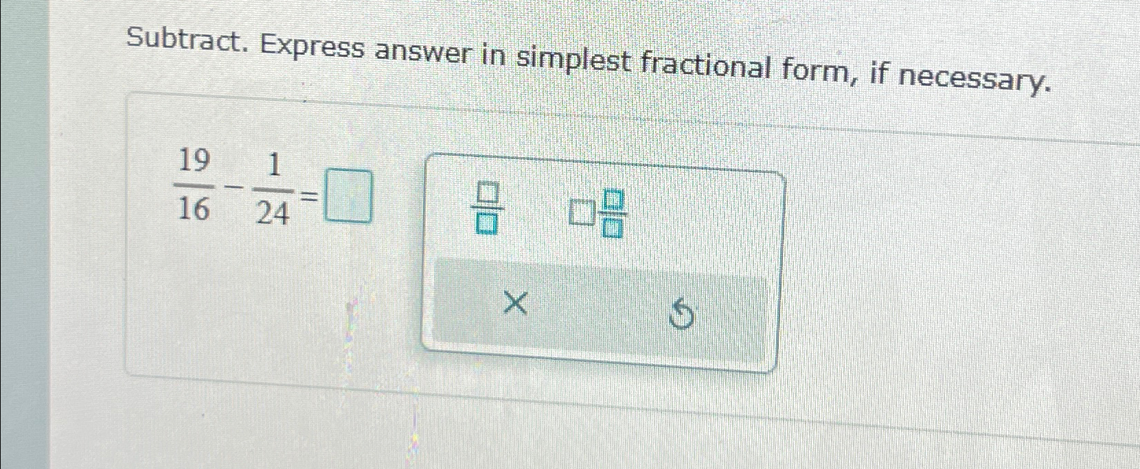 Solved Subtract. Express answer in simplest fractional form, | Chegg.com