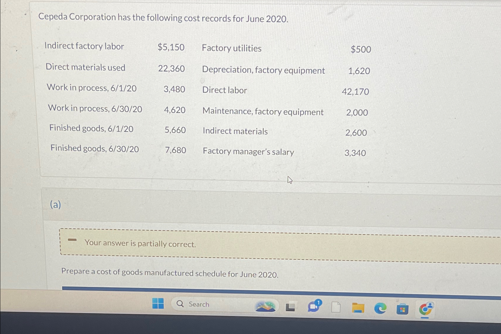 Solved Cepeda Corporation has the following cost records for | Chegg.com