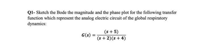 Solved Q1- Sketch the Bode the magnitude and the phase plot | Chegg.com