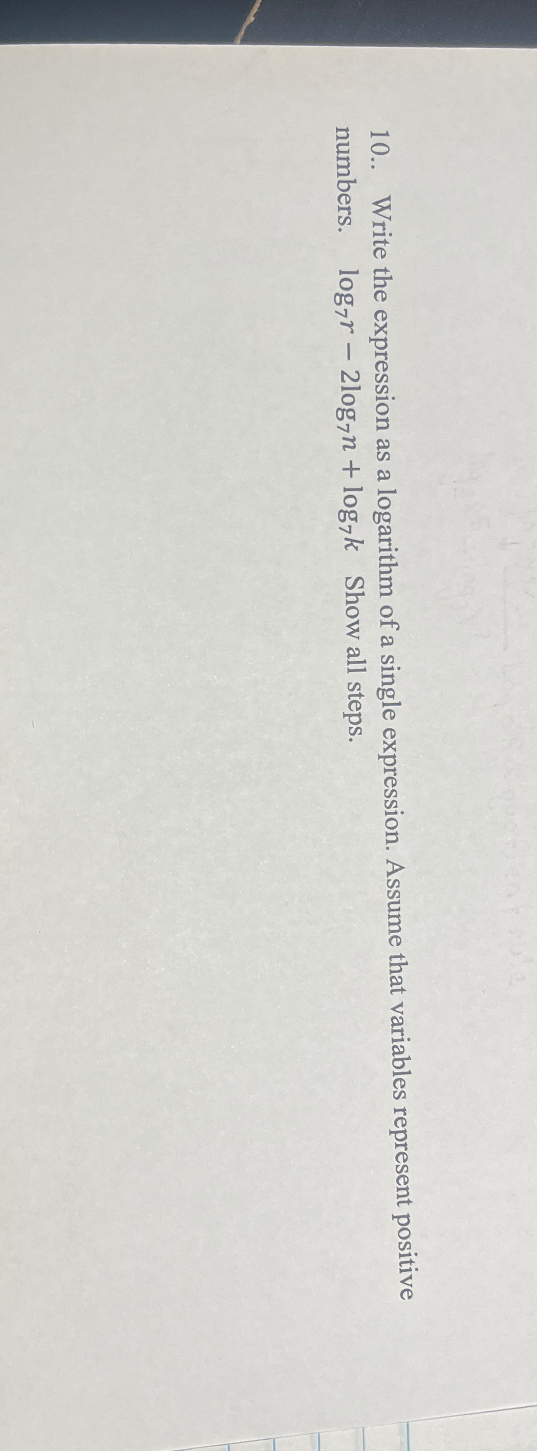 Solved 10.. ﻿Write the expression as a logarithm of a single | Chegg.com
