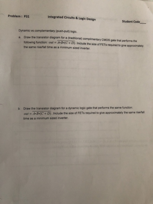 Solved Problem: P31 Integrated Circuits & Logic Design | Chegg.com
