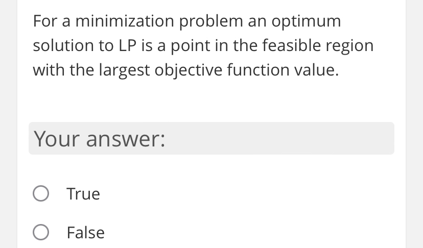 Solved For a minimization problem an optimum solution to LP | Chegg.com