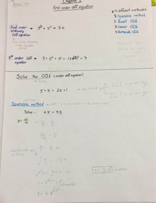 Solved Sunda First order diff. equation * 4 different | Chegg.com