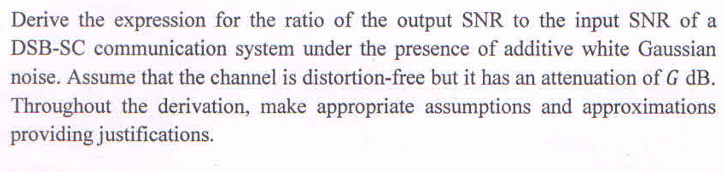 Solved Derive the expression for the ratio of the output SNR | Chegg.com