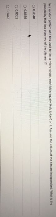 Solved In a random pattern of 8 bits used to test a | Chegg.com