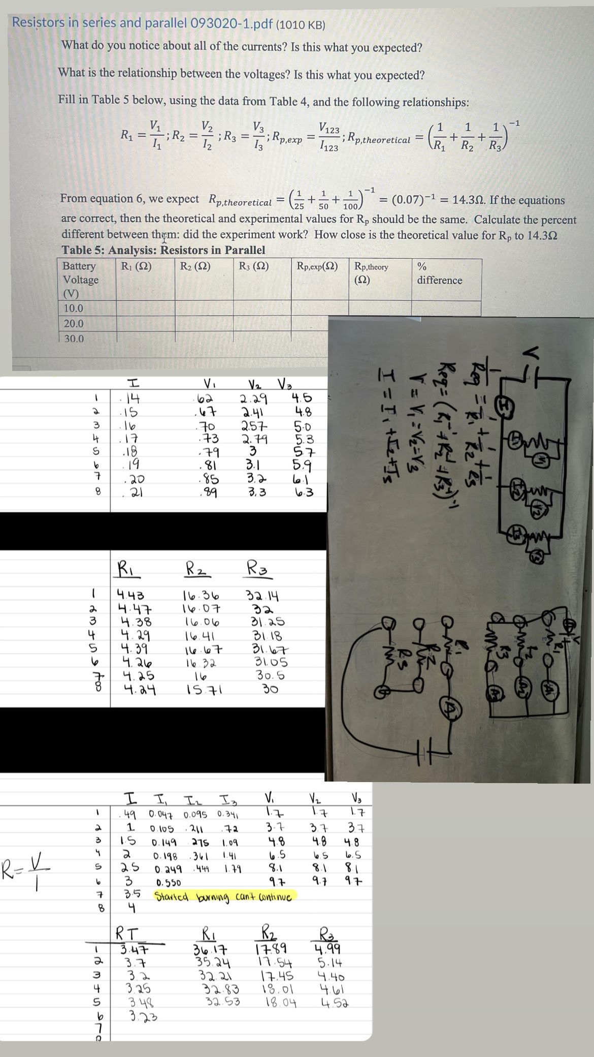 Solved Use this lab data (the tables), ﻿and the necessary | Chegg.com