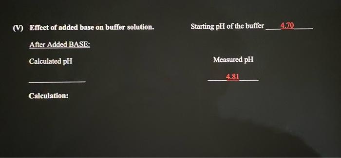 Solved Observations and Calculations (I) A buffer with equal | Chegg.com