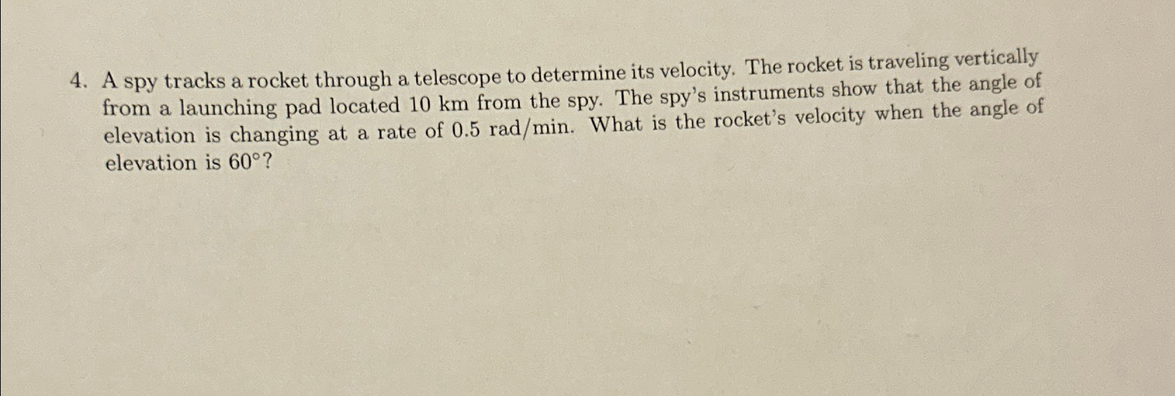 Solved A spy tracks a rocket through a telescope to | Chegg.com