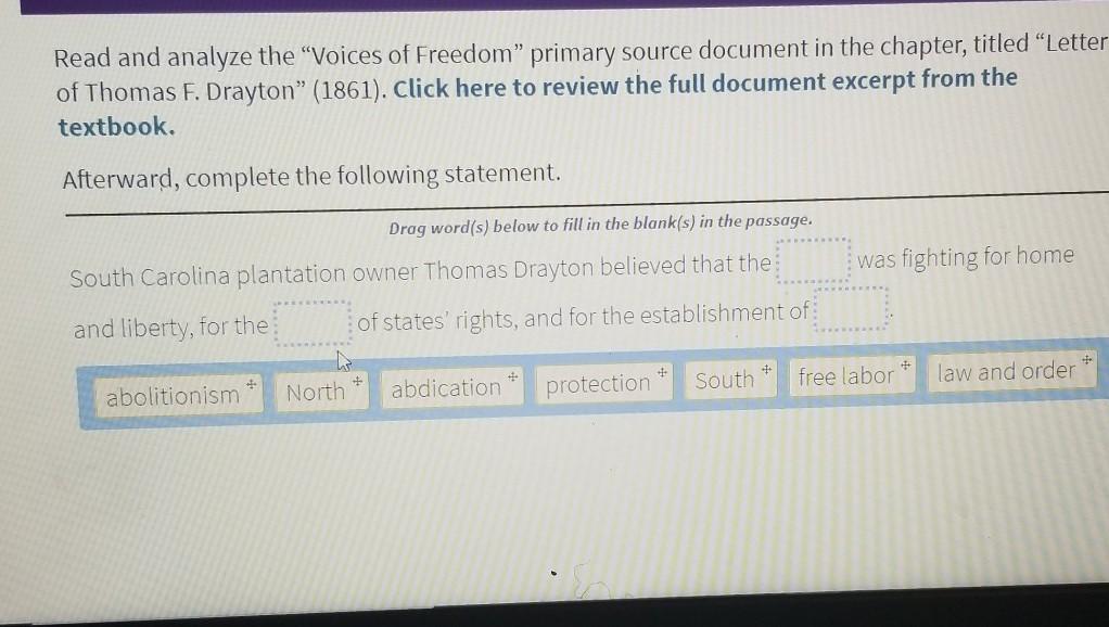 Solved Read and analyze the "Voices of Freedom" primary | Chegg.com