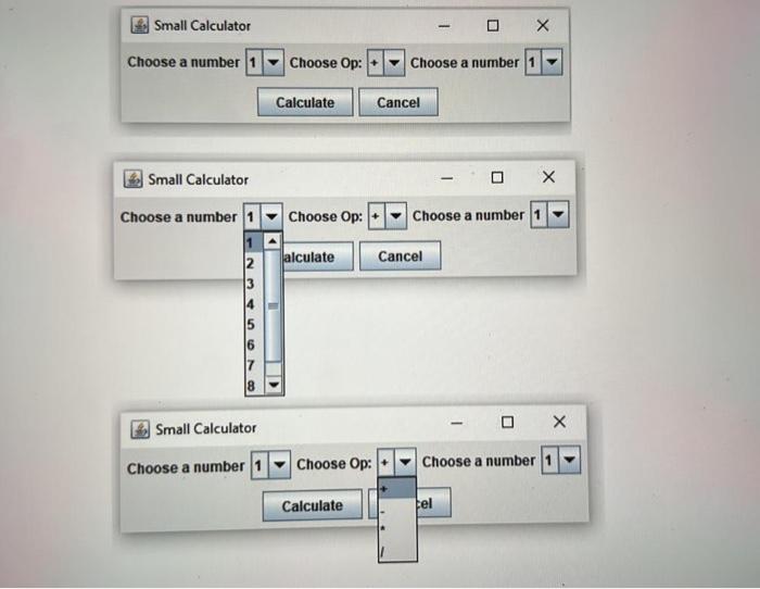 Solved Small Calculator Choose a number Choose Op: Choose a | Chegg.com