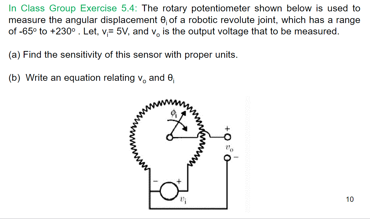 Solved In Class Group Exercise 5.4: The rotary potentiometer | Chegg.com