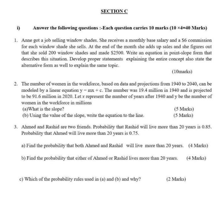 Solved Section C I Answer The Following Questions Each
