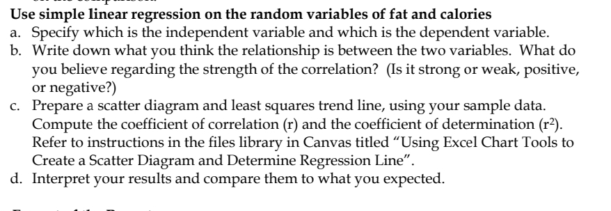 Solved Use simple linear regression on the random variables | Chegg.com