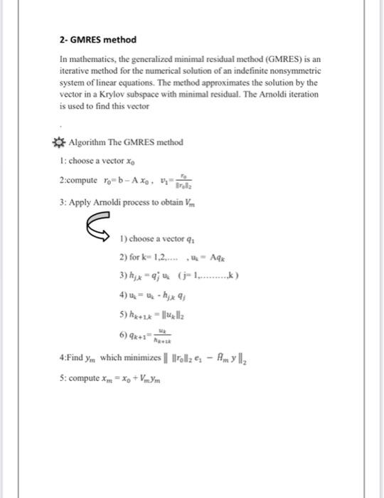 Solved EXAMPLE 1 consider using restarted GMRES to solve | Chegg.com