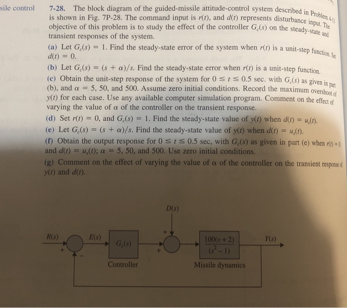 Solved 7-28. The block diagram of the guided-missile | Chegg.com
