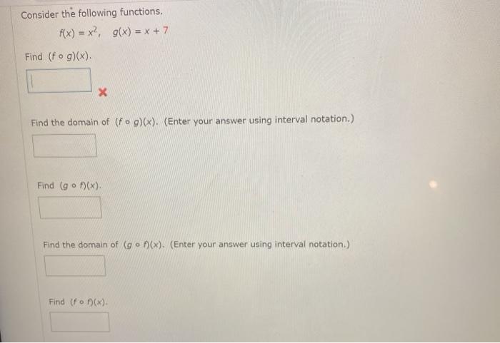 Solved Consider the following functions. F(x) = x2, g(x) = x | Chegg.com