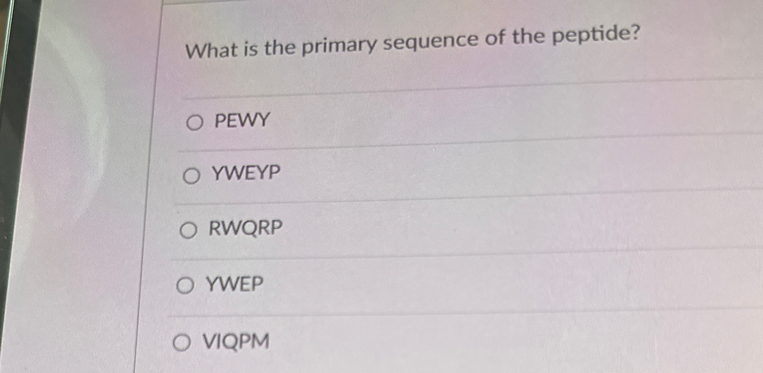 Solved What is the primary sequence of the | Chegg.com