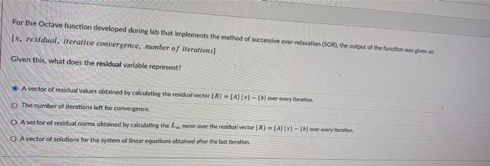Solved For The Octave Function Developed During Lab That