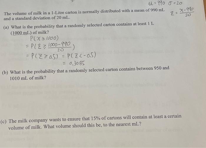 Solved #4. The volume of milk in a 1-Litre carton is | Chegg.com