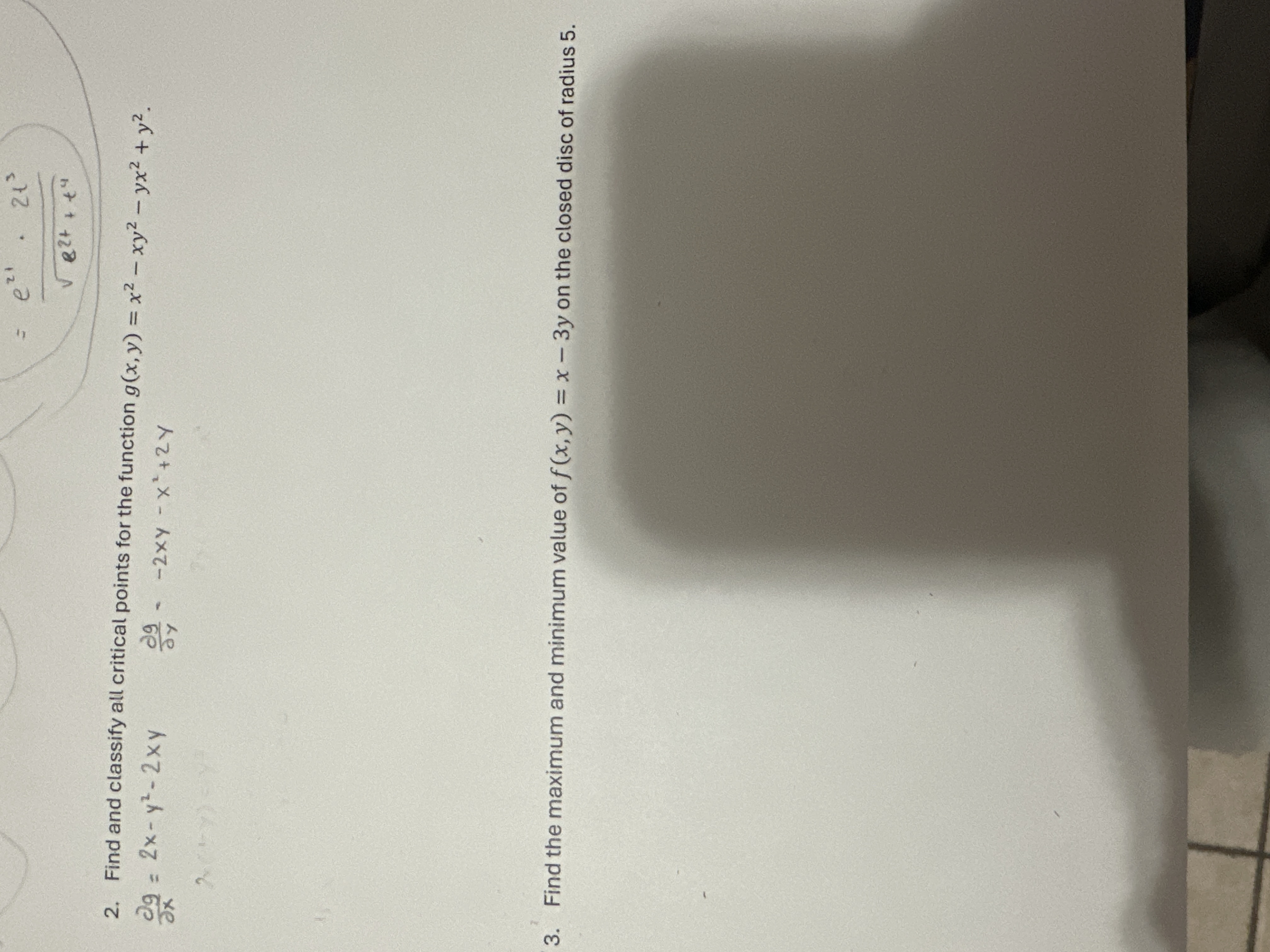 Find and classify all critical points for the | Chegg.com