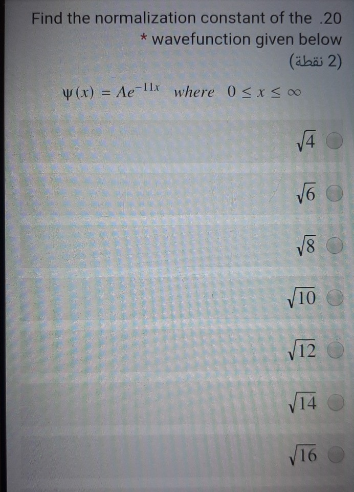 Solved Find the normalization constant of the .20 * | Chegg.com