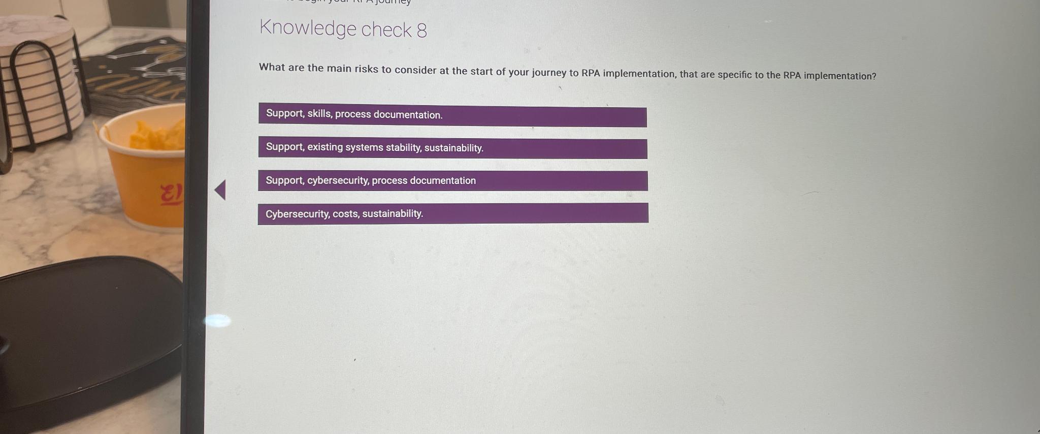 Solved Knowledge check 8What are the main risks to consider | Chegg.com