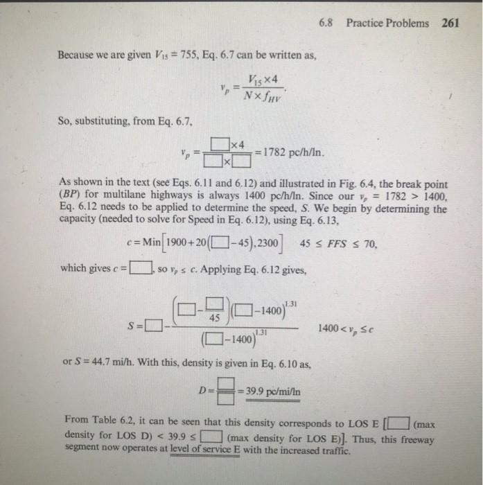 Solved 258 Chapter 6 Highway Capacity and Level-of-Service | Chegg.com