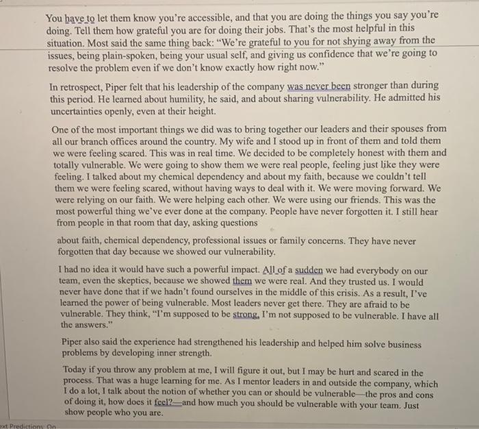 Solved "We got our company back," said Addison (Tad) Piper, | Chegg.com