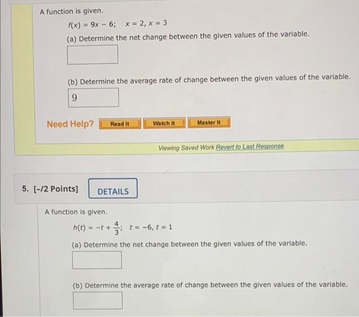 Solved A function is given. f(x) = 9x - 6; x = 2, X = 3 (a) | Chegg.com