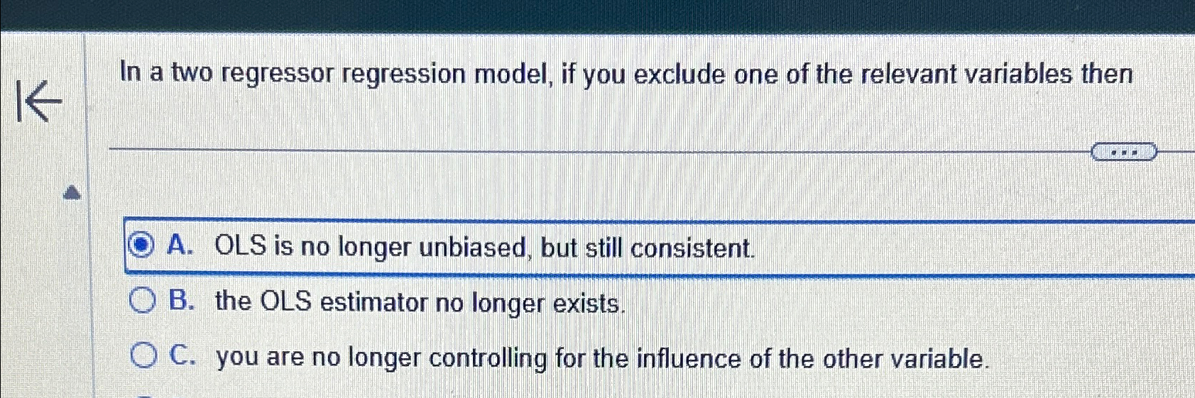 Solved In a two regressor regression model, if you exclude | Chegg.com