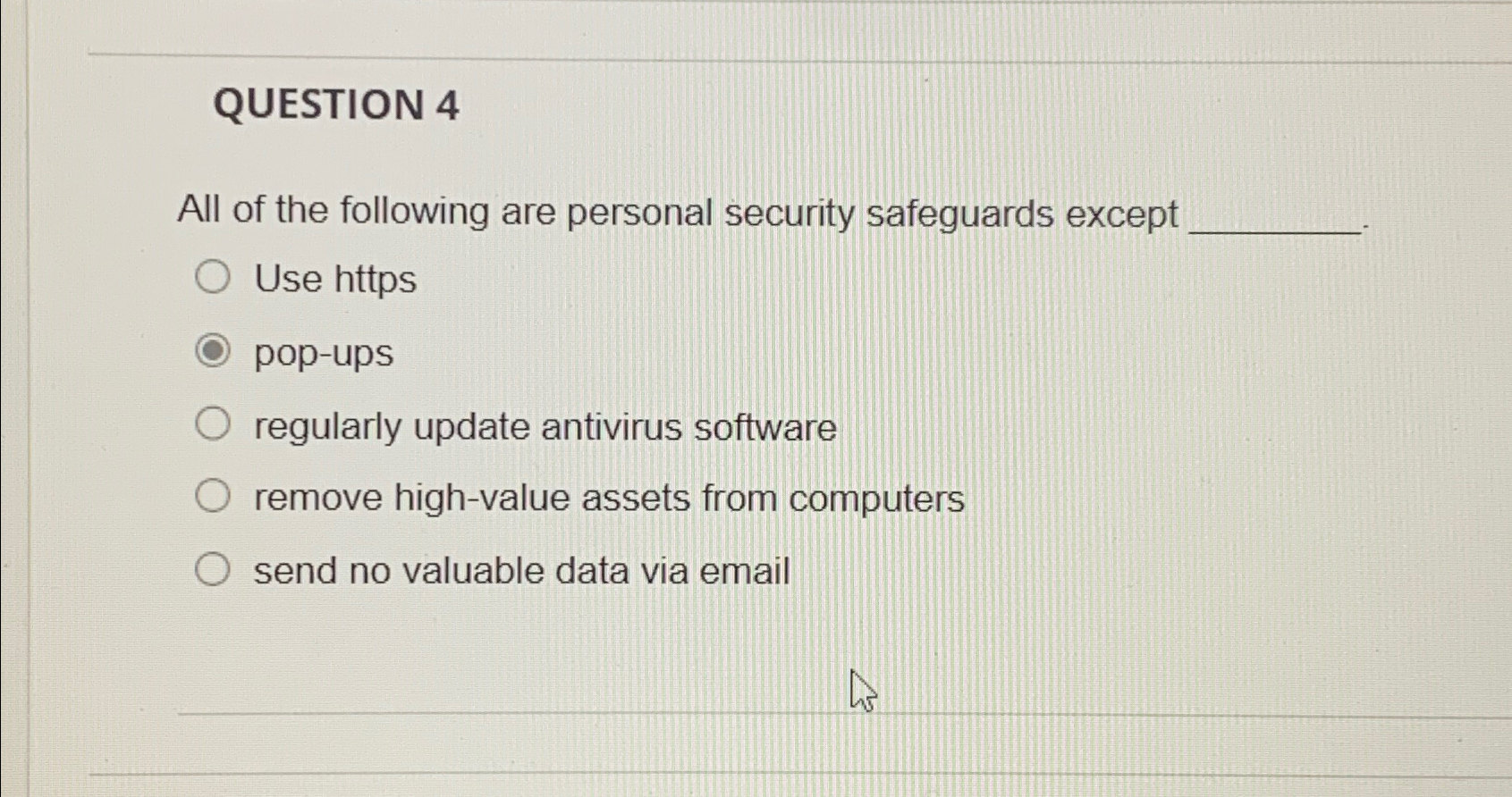 Solved QUESTION 4All of the following are personal security | Chegg.com