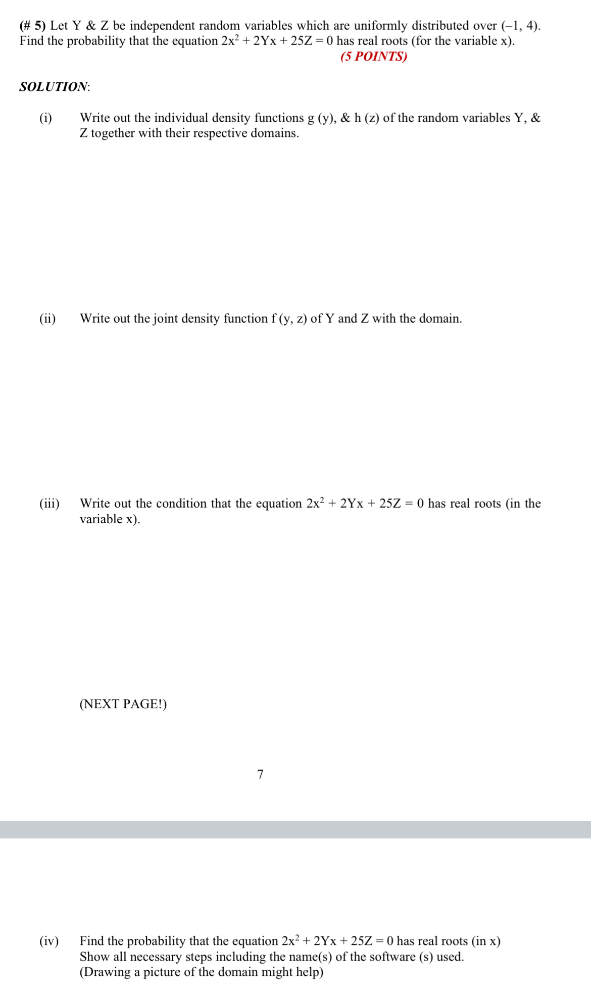 Solved (# 5) ﻿Let Y&Z ﻿be independent random variables which | Chegg.com