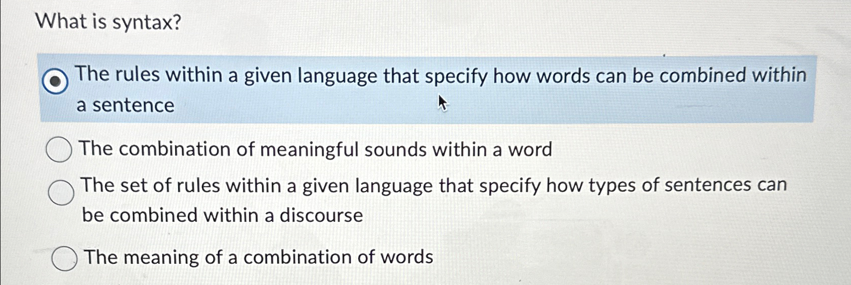 Solved What is syntax?The rules within a given language that | Chegg.com