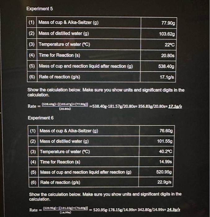 Solved Lab 8.1: Kinetics of Alka-Seltzer Reaction 1. | Chegg.com